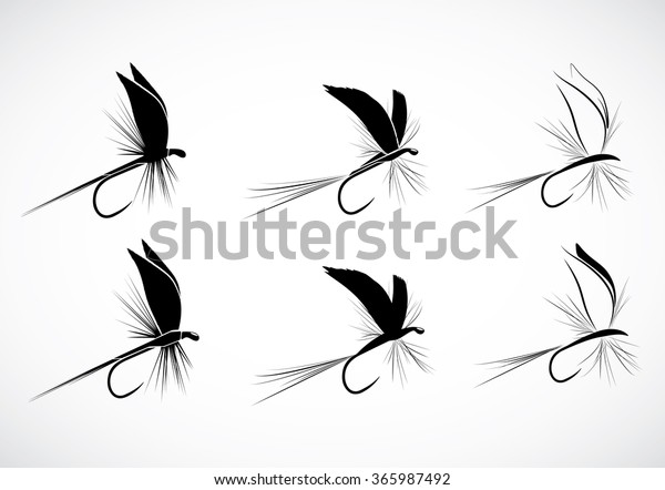 Set Fly Fishing Lure Stock Vector (Royalty Free) 365987492 | Shutterstock