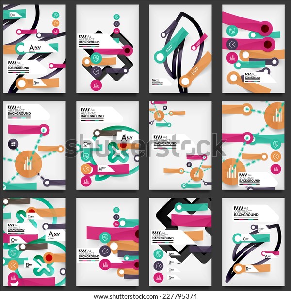Set Flyers Brochure Design Templates Stickers Stock Vector (Royalty ...