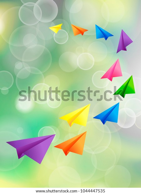 Set Flying Color Paper Planes On Stock Vector (Royalty Free) 1044447535
