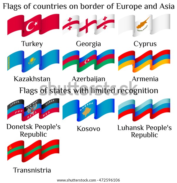 Set Flying Flags Countries On Border: vector de stock (libre de ...