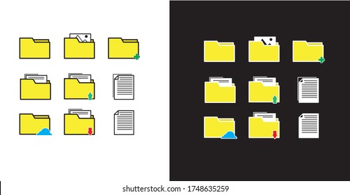 Set Folders Files Icon Outline Fill Stock Vector (Royalty Free ...
