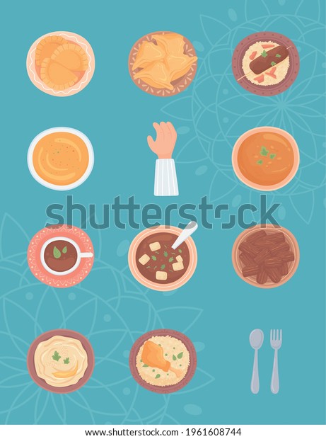 Set Food Menu Different Recipes Stock Vector (Royalty Free) 1961608744 ...