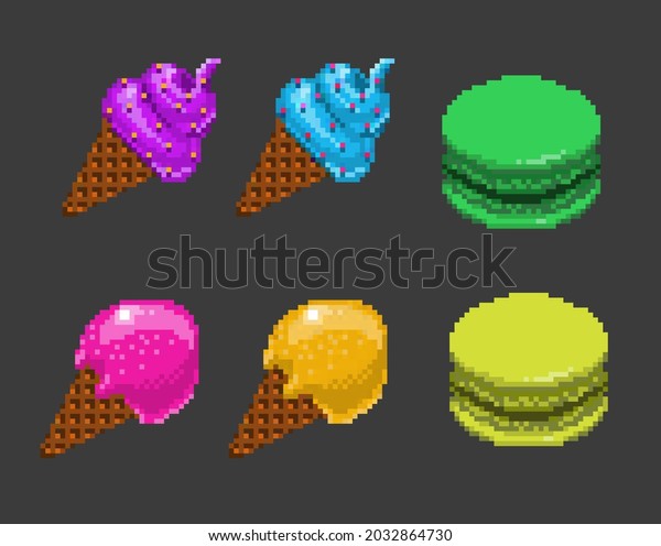 Set Food Pixel Art Vector Illustration: เวกเตอร์สต็อก (ปลอดค่าลิขสิทธิ์ ...