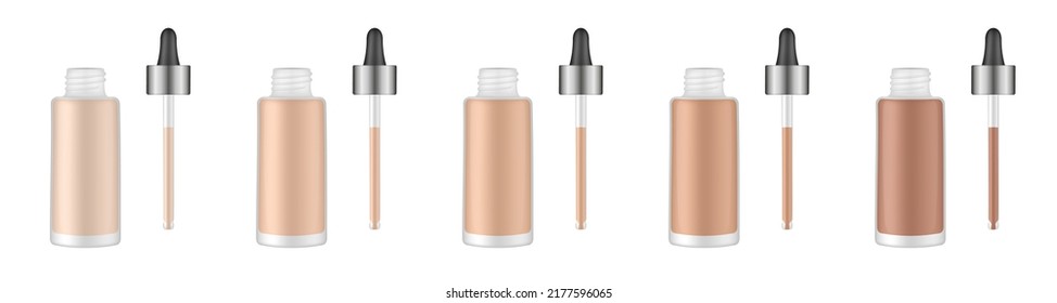 Set Foundation Bottles Pipette Dropper Glass Stock Vector (Royalty Free ...
