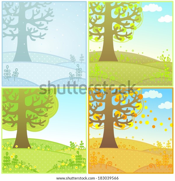Set Four Backgrounds Landscape Seasons Stock Vector (Royalty Free ...