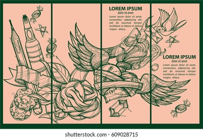 Set Four Banner Templates Envelope Pencil: เวกเตอร์สต็อก (ปลอดค่า ...