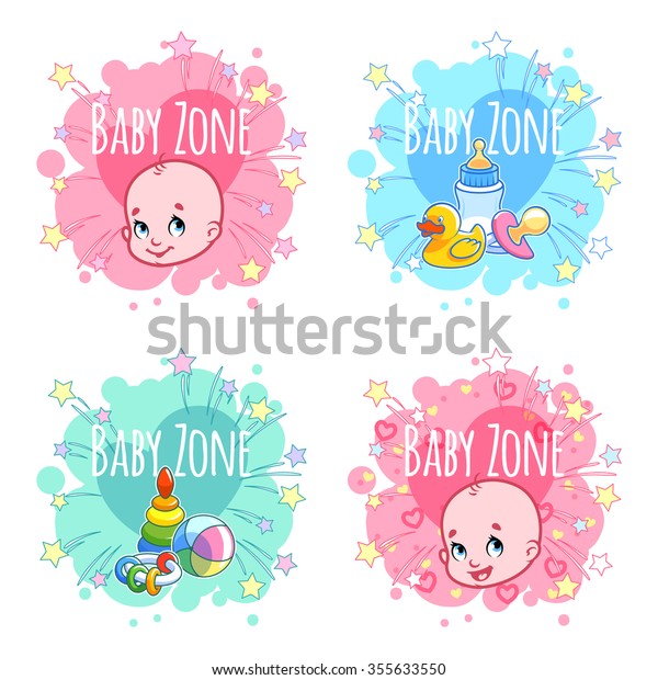 Set Four Banners Baby Zone Portraits Stock Vector (Royalty Free ...