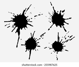 Set Four Black Ink Splash Stock Vector (Royalty Free) 255987625 ...