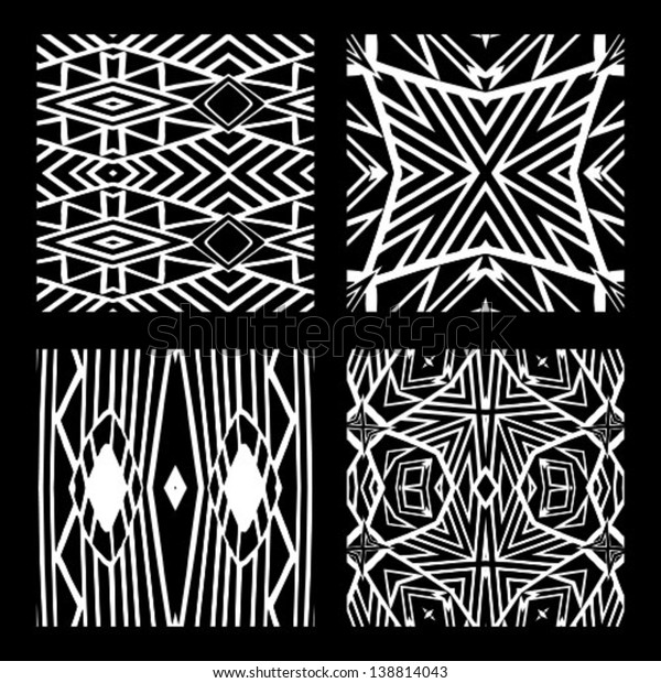 Set Four Black White African Patterns Stock Vector (Royalty Free ...