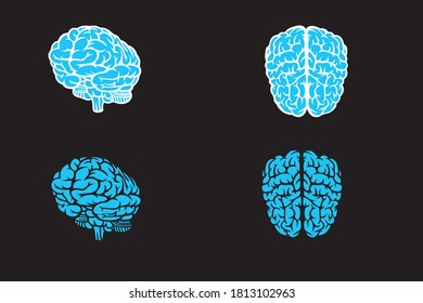 Set Four Blue Brain Icons Top Stock Vector (Royalty Free) 1813102963 ...