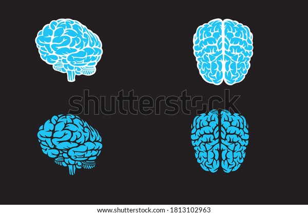 Set Four Blue Brain Icons Top Stock Vector (Royalty Free) 1813102963 ...