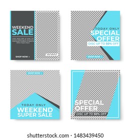 Set Four Blue Square Banner Template Stock Vector (Royalty Free ...
