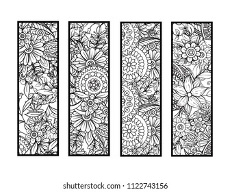 Set Four Bookmarks Black White Doodles Stock Vector (Royalty Free ...