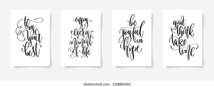 Set Four Calligraphy Posters On White Stock Vector (Royalty Free ...