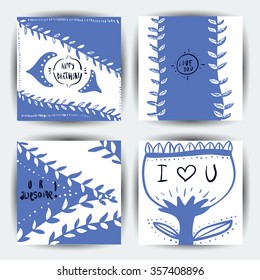 Set Four Card Templates Hand Drawn Stock Vector (Royalty Free ...