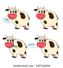 Vector Collection Four Happy Cow Characters: vetor stock (livre de ...