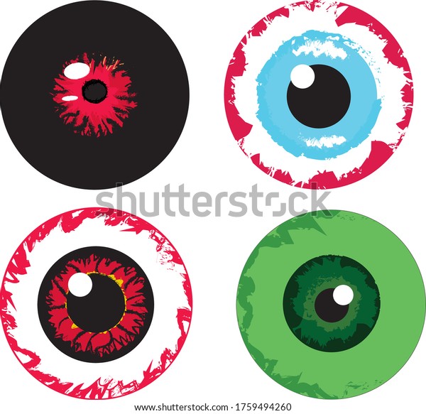 Set Four Cartoon Zombie Demon Eyes Stock Vector (Royalty Free ...