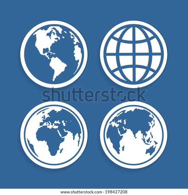 Set Four Characters Globe Your Design Stock Vector (Royalty Free) 198427208