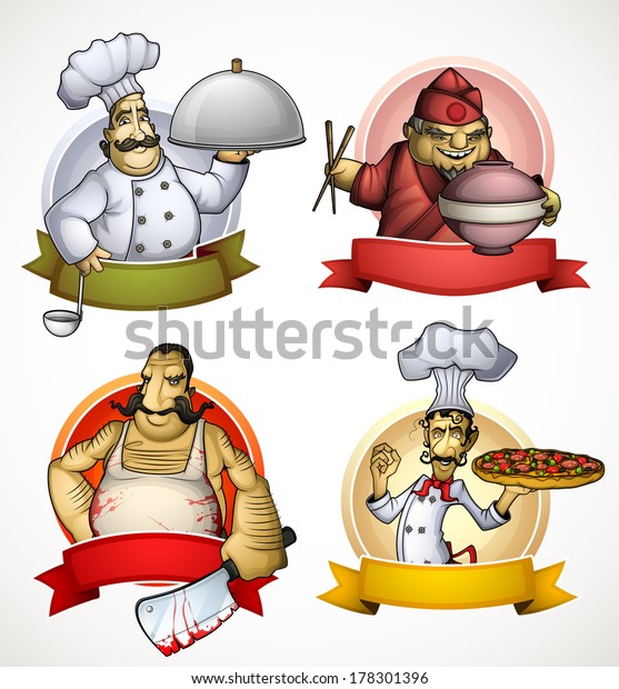 Set of four chefs in the form of sign