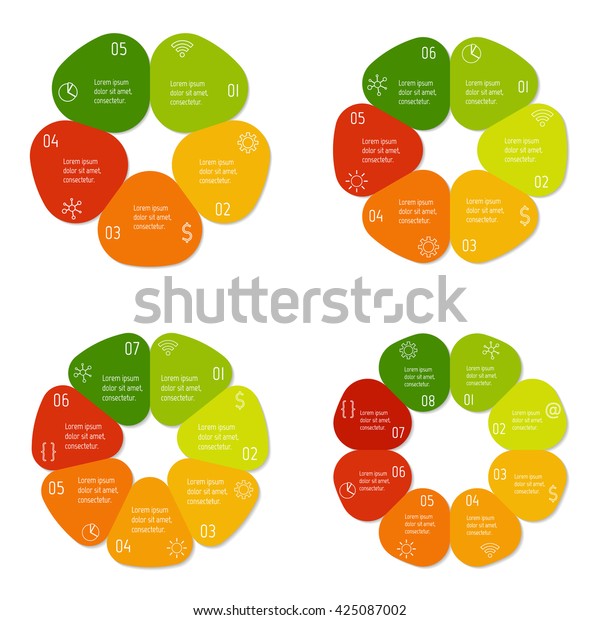 Set Four Circular Flower Infographic Diagrams Stock Vector (Royalty ...