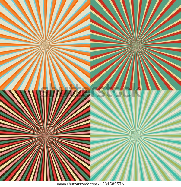 Set Four Color Burst Backgrounds Retro Stock Vector (Royalty Free ...