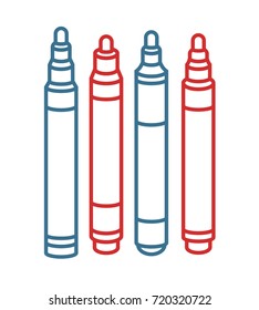 Set Four Colored Outline Silhouettes Markers Stock Vector (Royalty Free ...