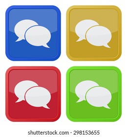 Set Four Colored Square Icons Speech Stock Vector (Royalty Free ...