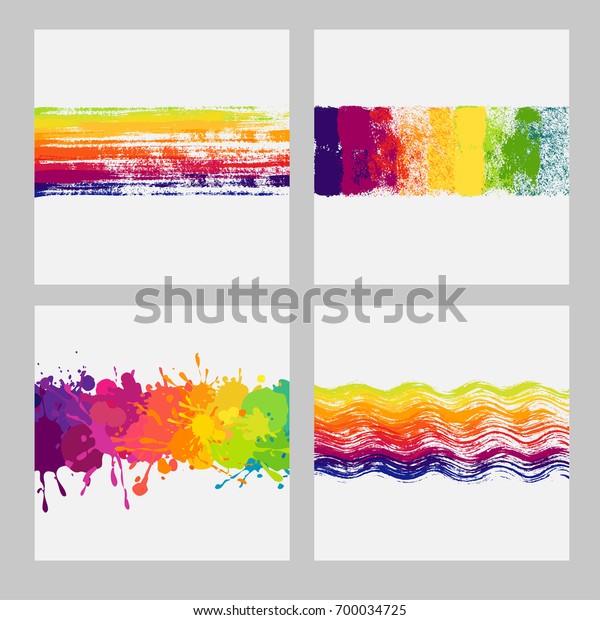 Set Four Colorful Horizontal Banners Paint Stock Vector (Royalty Free ...