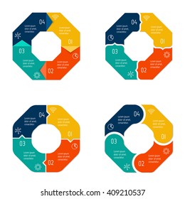Set Four Connected Polygonal Infographic Diagram Stock Vector (Royalty ...