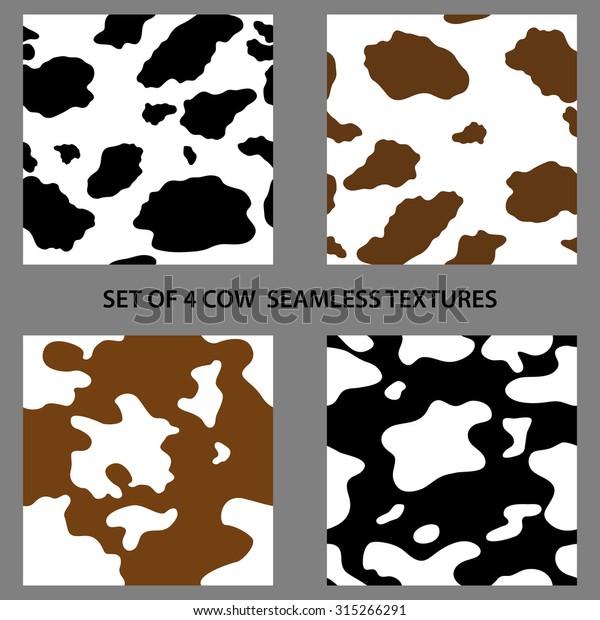 Set Four Cow Seamless Textures Pattern Stock Vector (Royalty Free ...