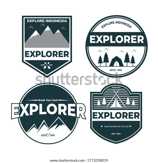 Set Four Explorer Traveler Emblems Stock Vector (Royalty Free ...
