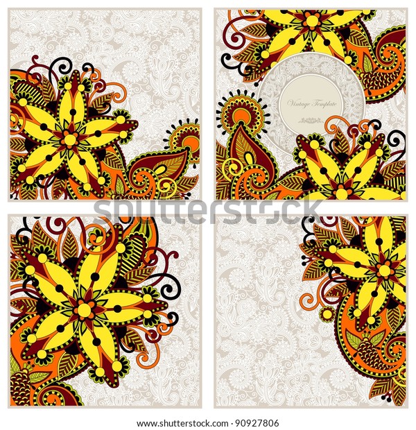 Set Four Flower Background Design Stock Vector (Royalty Free) 90927806 ...