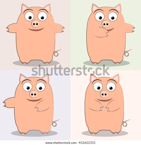 Set Four Funny Cartoon Pigs Stock Vector (Royalty Free) 452622331 ...