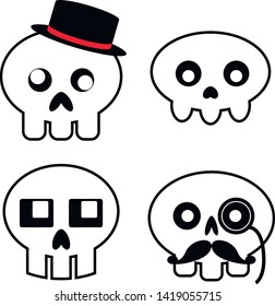 Set Four Funny Skulls Vector Stock Vector (Royalty Free) 1419055715 ...
