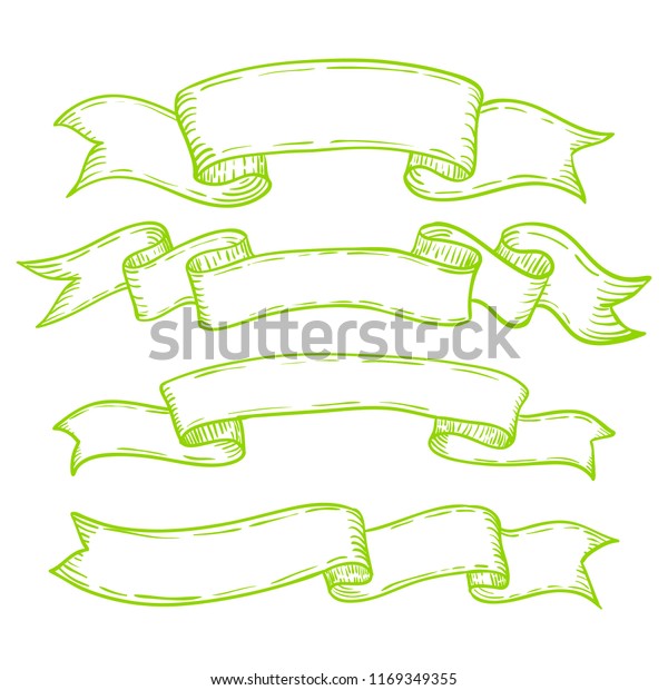 Set Four Hand Drawn Banners Vector Stock Vector (Royalty Free ...