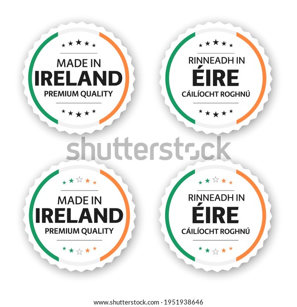 Set Four Irish Labels Made Ireland Stock Vector (Royalty Free ...