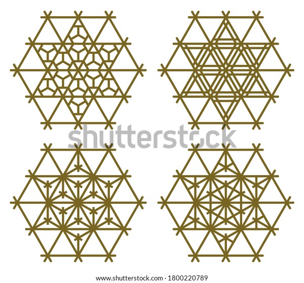 Set Four Japanese Kumiko Patterns Hexagonbrown Stock Vector (Royalty ...