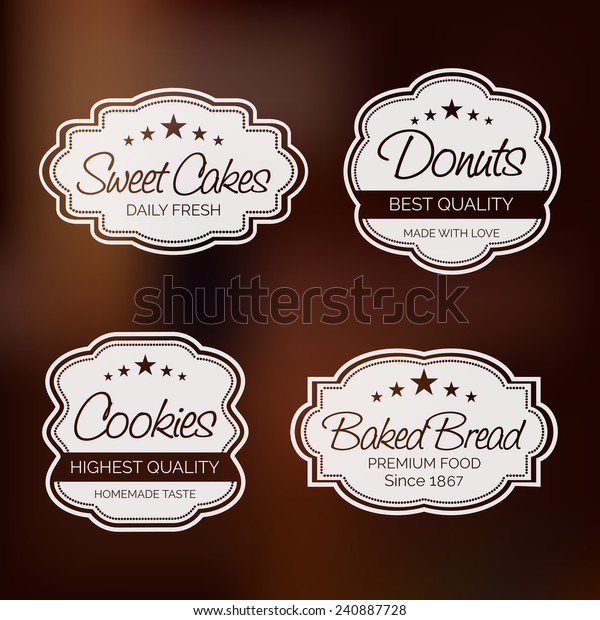 Conjunto de cuatro etiquetas para pasteles: vector de stock (libre de ...