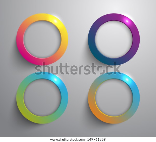 Set Four Metal Metallic Circles Rings Stock Vector (Royalty Free ...