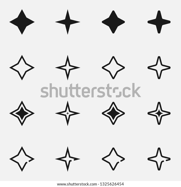 Set Four Point Stars Black White Stock Vector (Royalty Free) 1325626454 ...