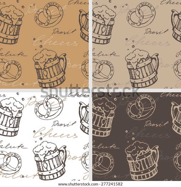 Set Four Seamless Textures Beer Mugs Stock Vector (Royalty Free ...
