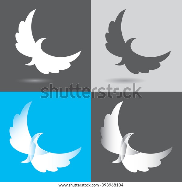 Set Four Stylized Rising Flying Bird Stock Vector (Royalty Free) 393968104