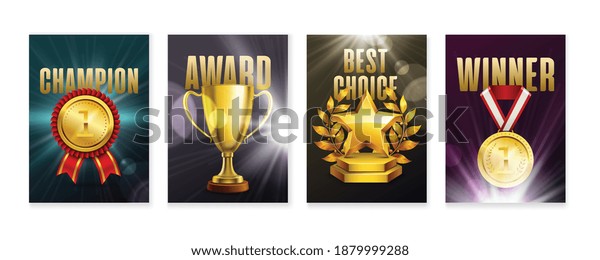 Set Four Vertical Posters Images Realistic Stock Vector (Royalty Free ...