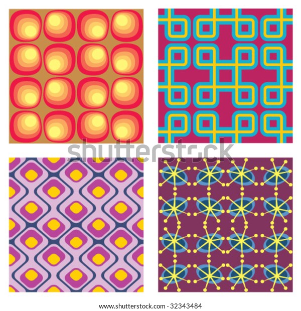 Set Four Vintage Seamless Patterns Cmyk Stock Vector (Royalty Free ...
