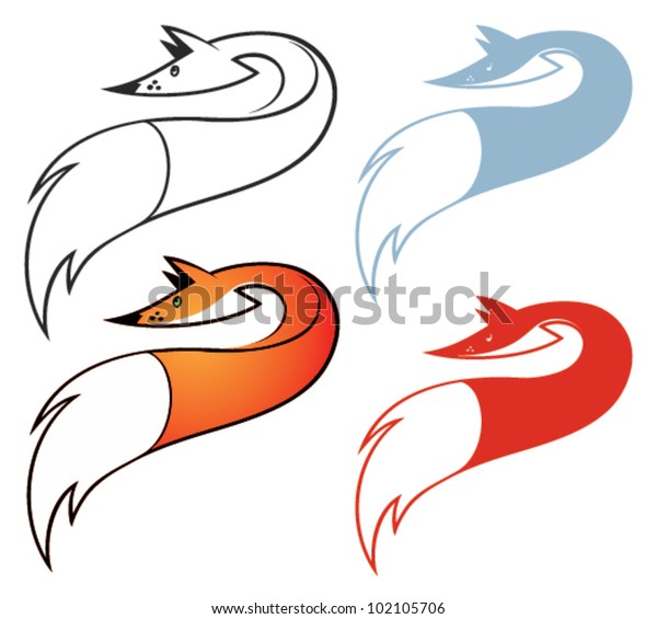 Set Fox Symbols Vector Illustration Stock Vector (Royalty Free) 102105706