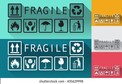 Set Fragile Templates Background Flat Design Stock Vector (Royalty Free ...