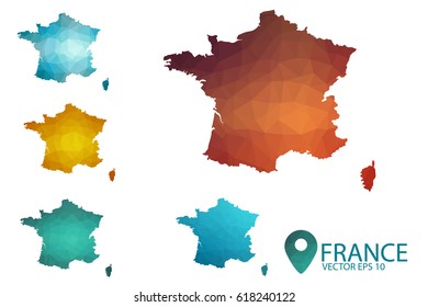 Set France Maps Bright Gradient Map Stock Vector (Royalty Free ...