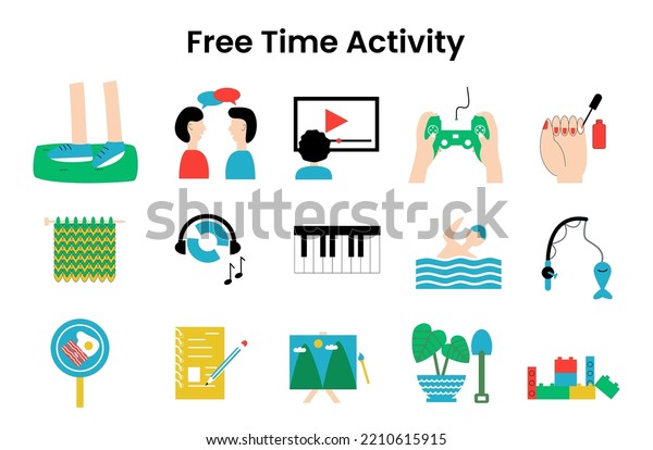 Set Free Time Activites Illustration Collection Stock Vector (Royalty ...