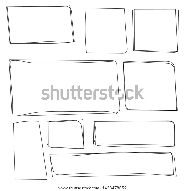 Set Freehand Drawn Horizontal Vertical Rectangles Stock Vector (Royalty ...