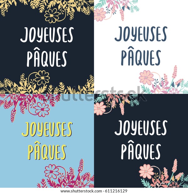 Set French Easter Greeting Cards Joyeuses Stock Vector (Royalty Free ...